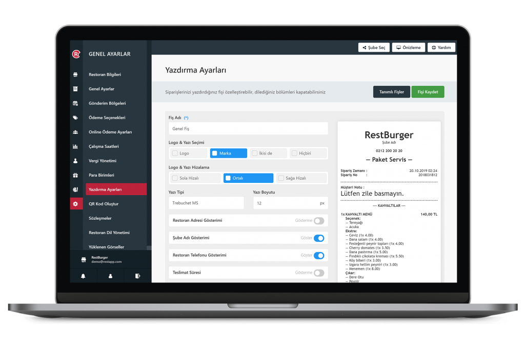 Restoran Online Sipariş Sistemi, Paket Servisi Örnekleri – RestApp